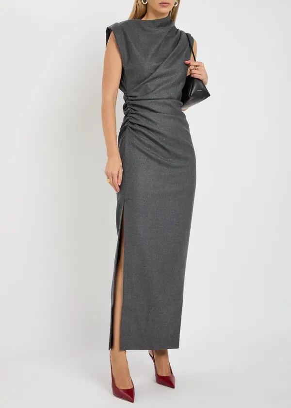 ARMARIUM Melissa Ruched Stretch-wool Midi Dress