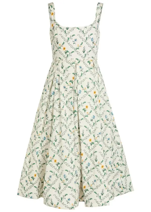 Agua Bendita Alcaparra Floral-print Cotton Midi Dress - Multicoloured
