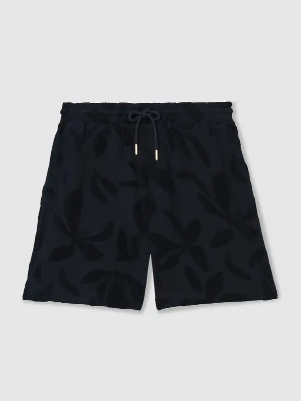 REISS Towelling-jacquard Drawstring Shorts