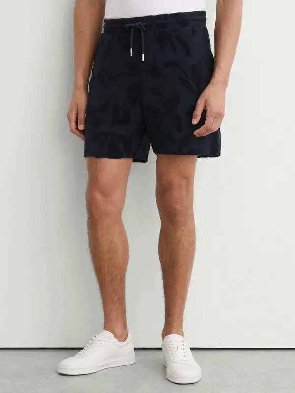 REISS Towelling-jacquard Drawstring Shorts