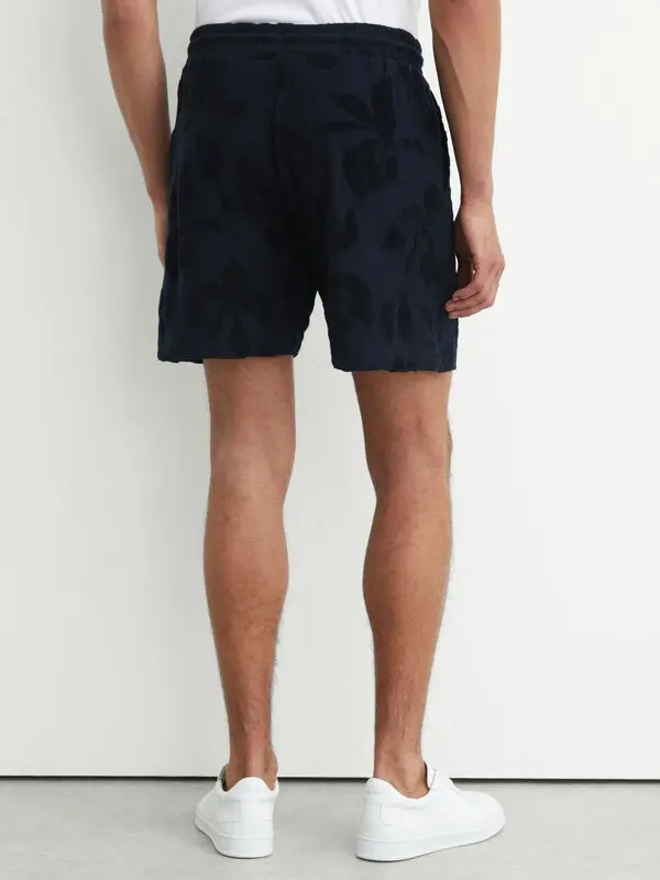 REISS Towelling-jacquard Drawstring Shorts