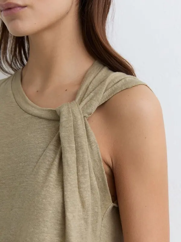 REISS Linen Twist-detail T-shirt