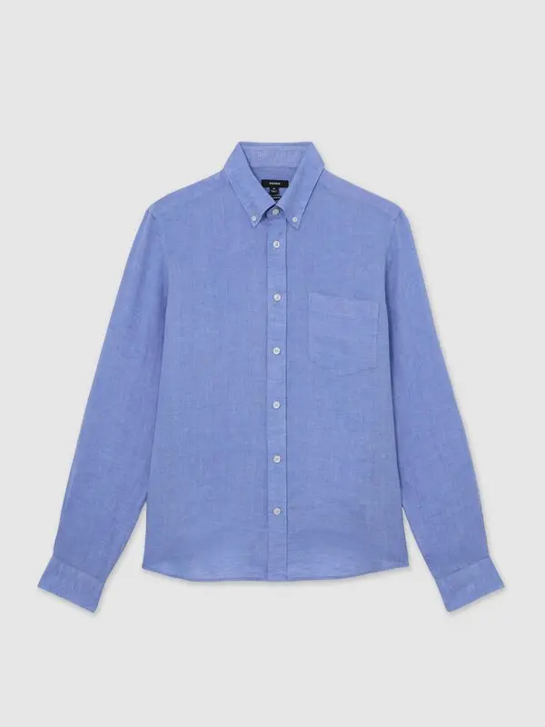 REISS Linen Regular-fit Button-down Shirt - Buddy Blue