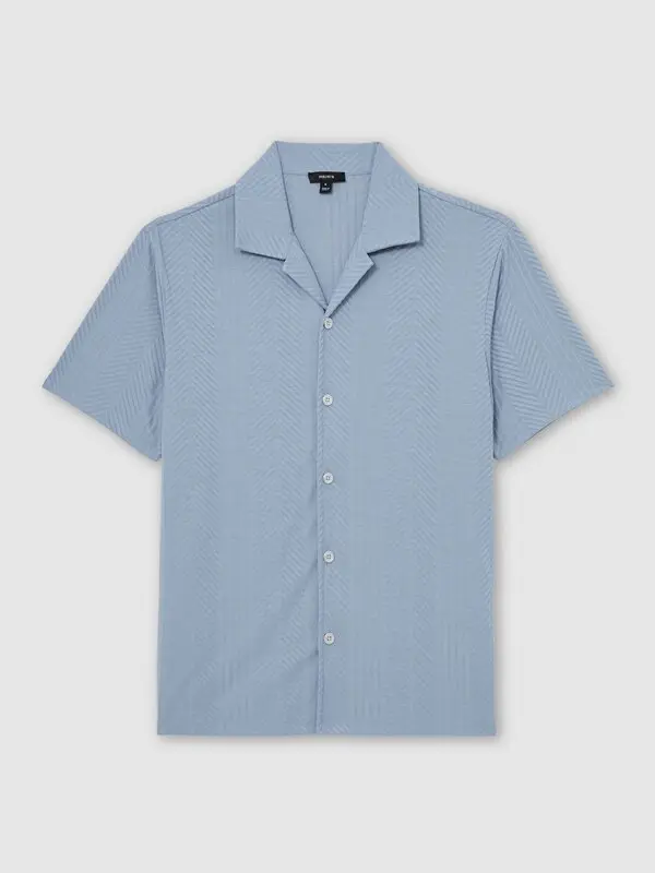 REISS Jacquard Cuban-collar Shirt