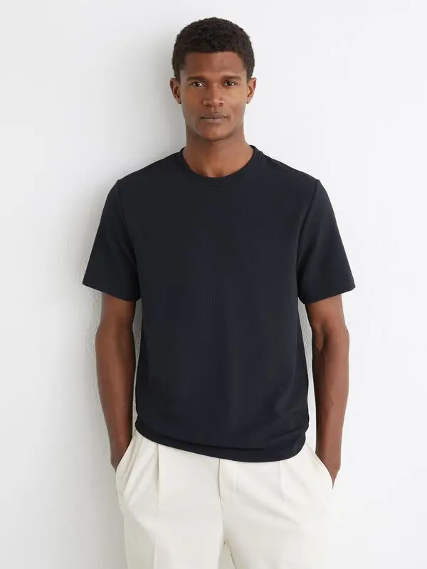 REISS Textured Crew-neck Modern-fit T-shirt