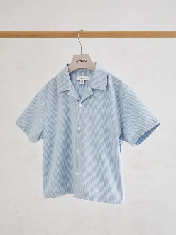 REISS 9-13 Yrs Striped Cuban-collar Shirt