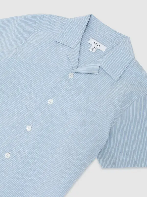 REISS 9-13 Yrs Striped Cuban-collar Shirt