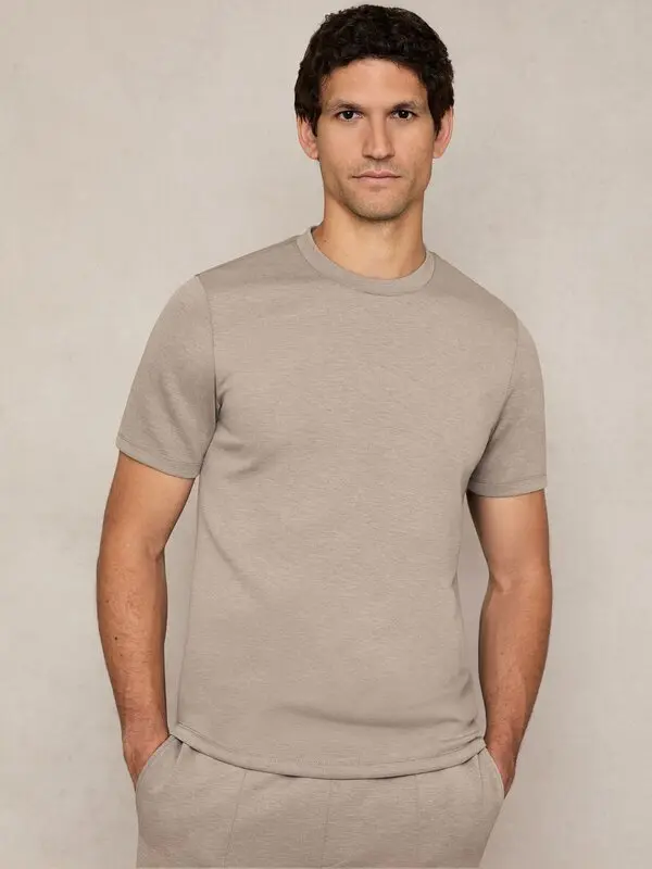 REISS Premium-interlock Modern-fit T-shirt - Light Brown