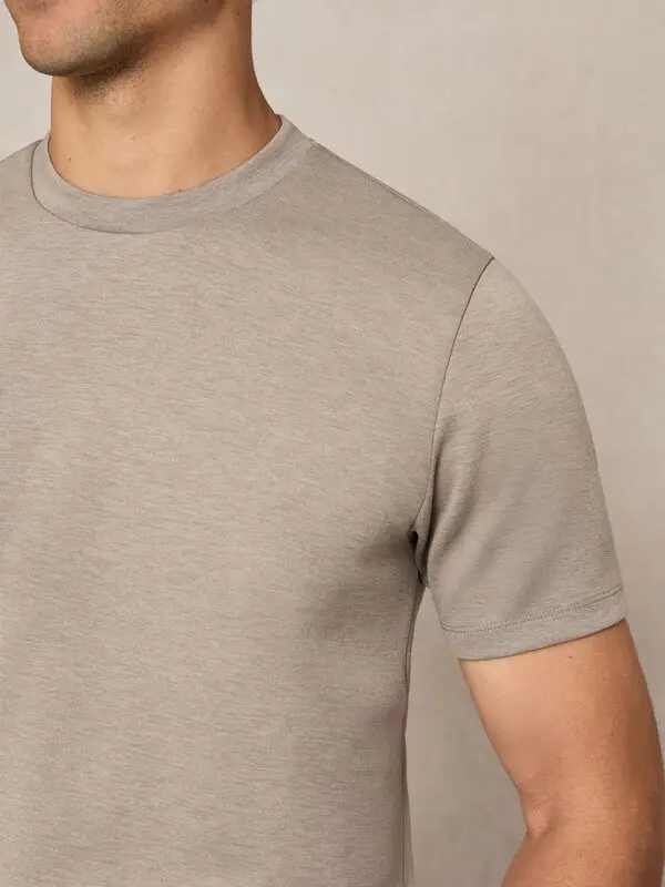 REISS Premium-interlock Modern-fit T-shirt - Light Brown