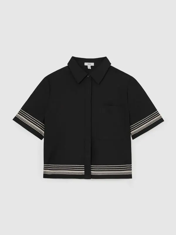 REISS Cotton Stripe-detail Boxy Shirt