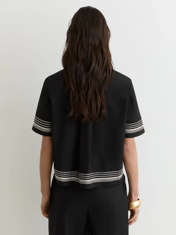 REISS Cotton Stripe-detail Boxy Shirt