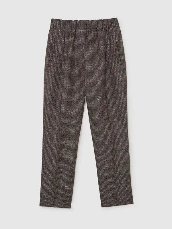REISS Woven Linen Cropped Tapered Trousers