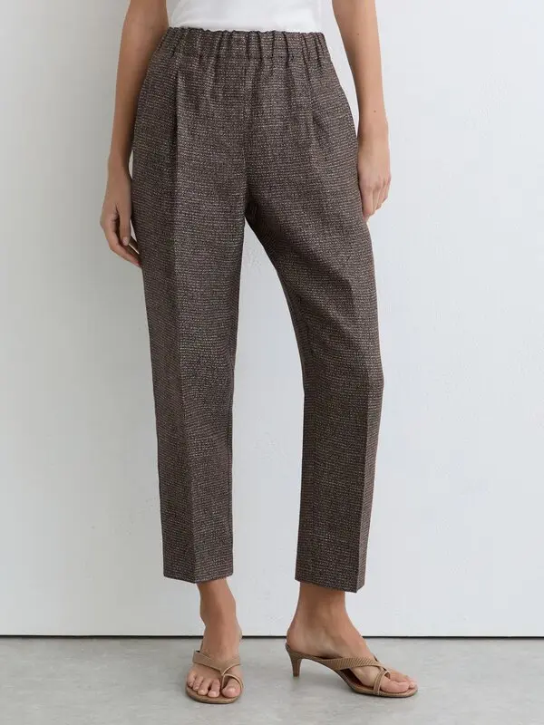 REISS Woven Linen Cropped Tapered Trousers