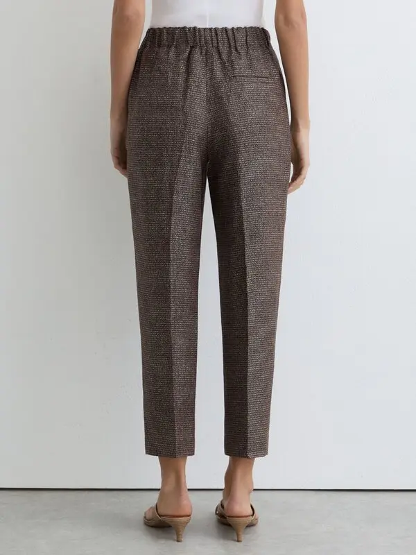 REISS Woven Linen Cropped Tapered Trousers