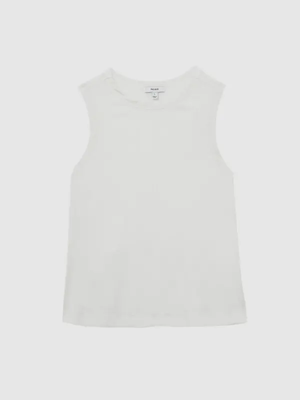 REISS Silk-front Jersey Vest - White