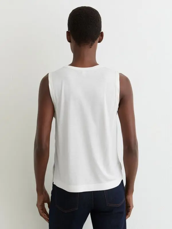 REISS Silk-front Jersey Vest - White