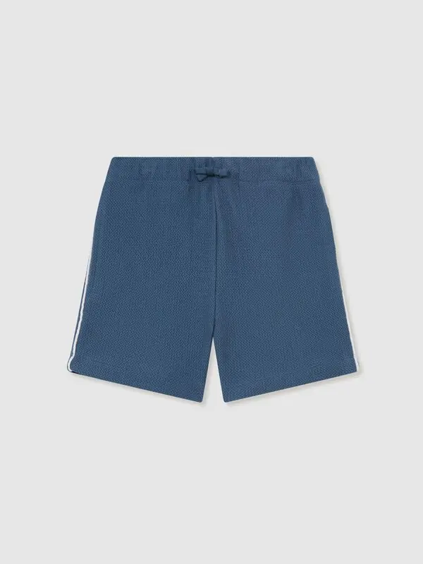 REISS 3-9 Yrs Cotton Textured-knit Piped Shorts