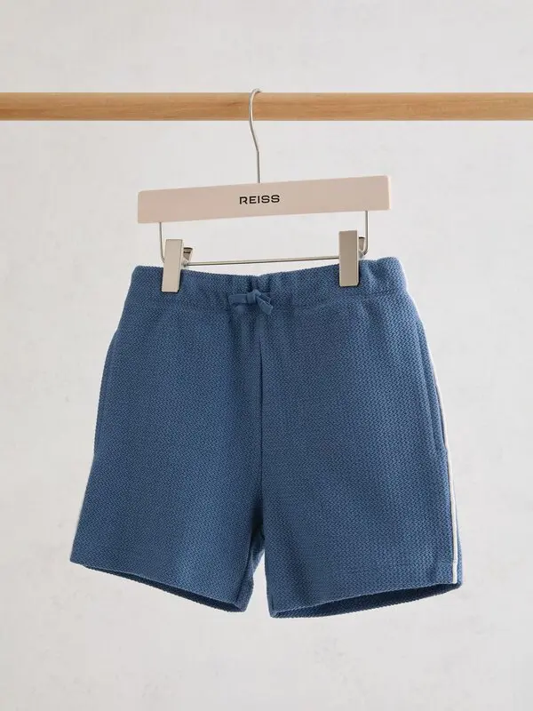 REISS 3-9 Yrs Cotton Textured-knit Piped Shorts