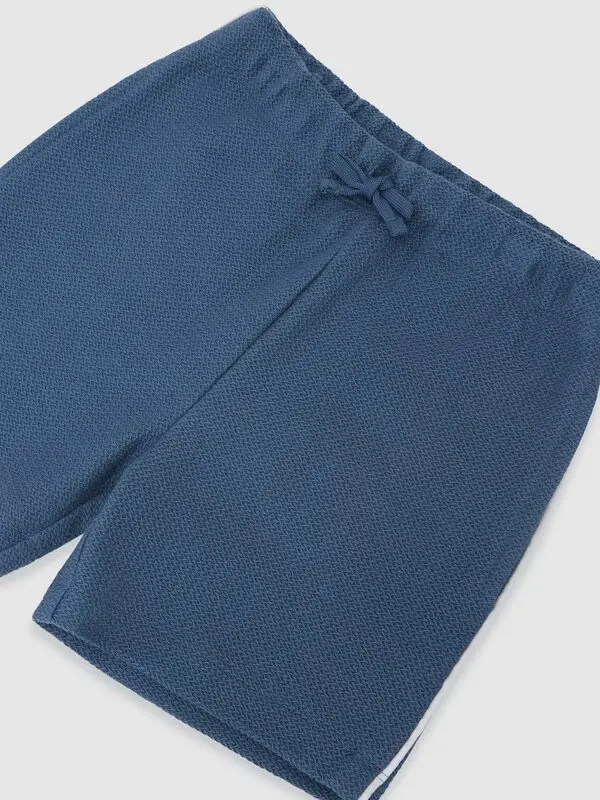 REISS 3-9 Yrs Cotton Textured-knit Piped Shorts