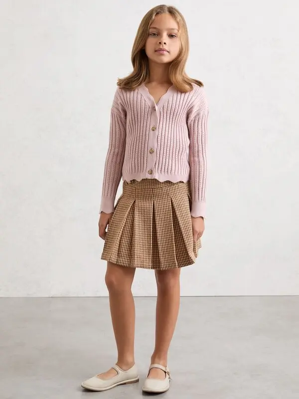 REISS 3-9 Yrs Puppytooth-check Pleated Skirt