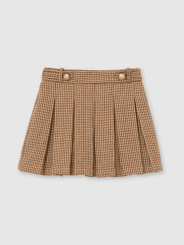 REISS 3-9 Yrs Puppytooth-check Pleated Skirt
