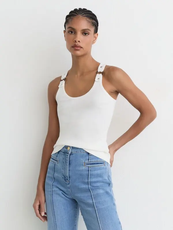 REISS Stretch-cotton Hardware-detail Vest