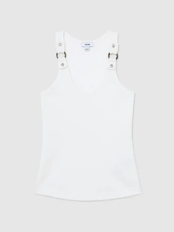 REISS Stretch-cotton Hardware-detail Vest