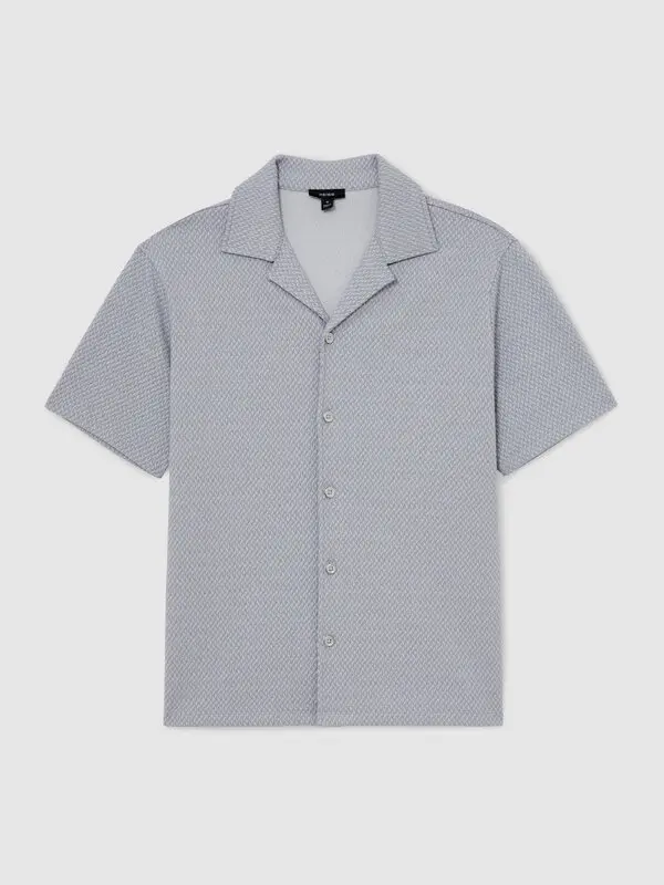 REISS Textured Jacquard Cuban-collar Shirt