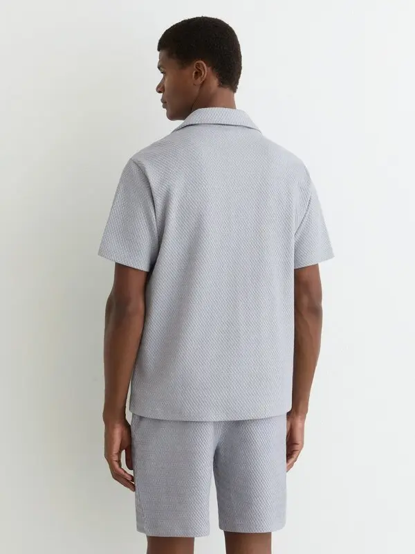 REISS Textured Jacquard Cuban-collar Shirt