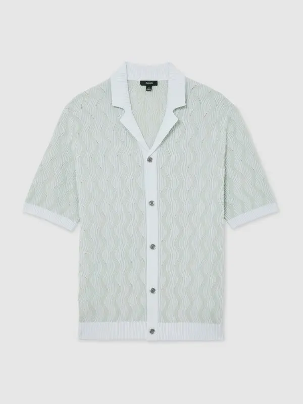 REISS Wave-knit Cuban-collar Shirt