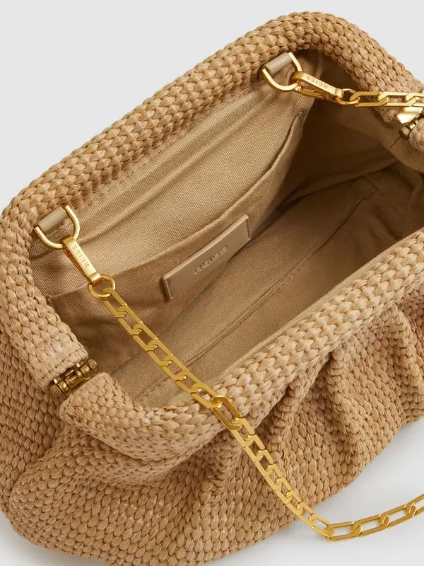 REISS Gia Raffia Clutch Bag