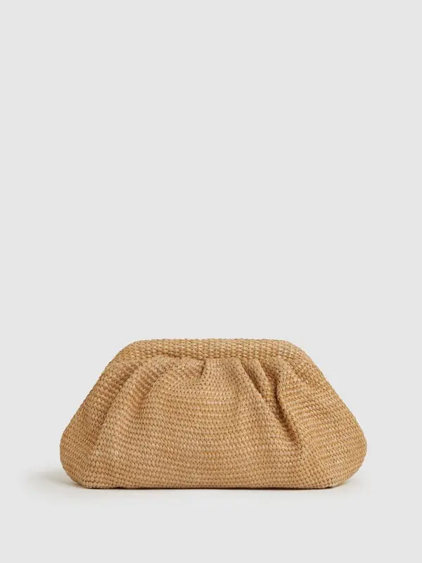 REISS Gia Raffia Clutch Bag