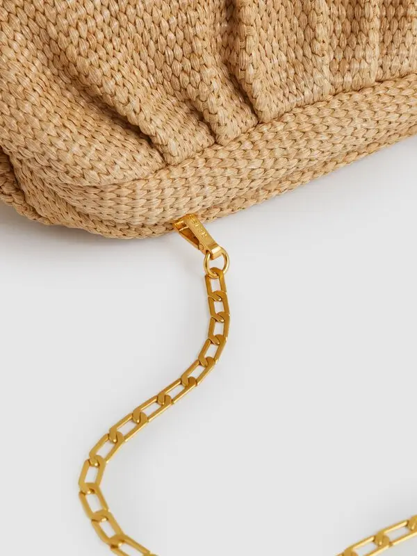 REISS Gia Raffia Clutch Bag