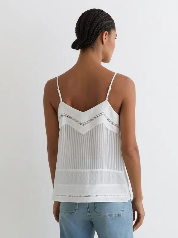 REISS Lace-up Semi-sheer Cami Top