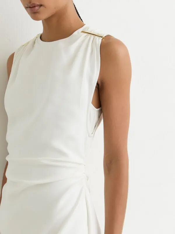 REISS Bronte Jersey Fitted Sleeveless Midi Dress - Cream