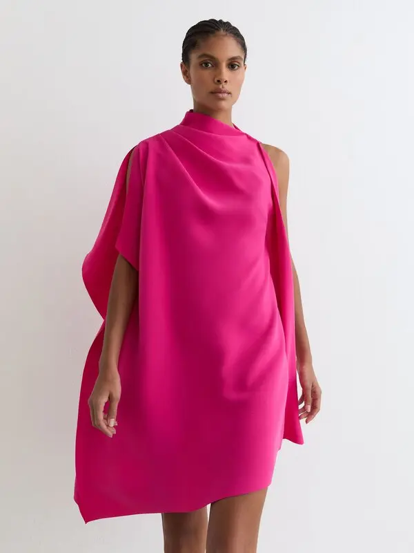 REISS One-shoulder Draped Mini Dress