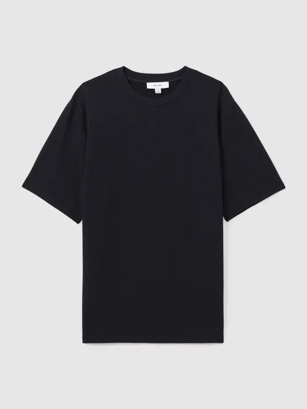REISS Textured Crew-neck T-shirt - Navy