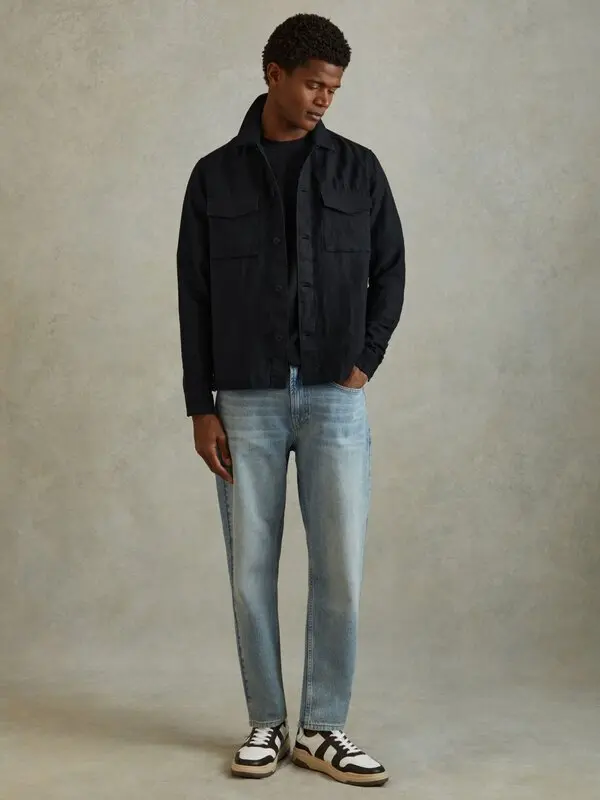 REISS Textured Crew-neck T-shirt - Navy