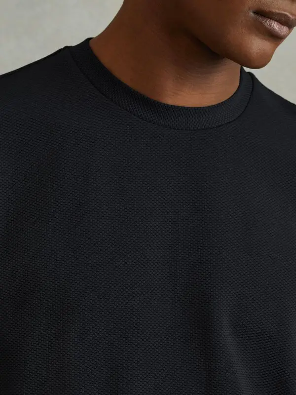REISS Textured Crew-neck T-shirt - Navy