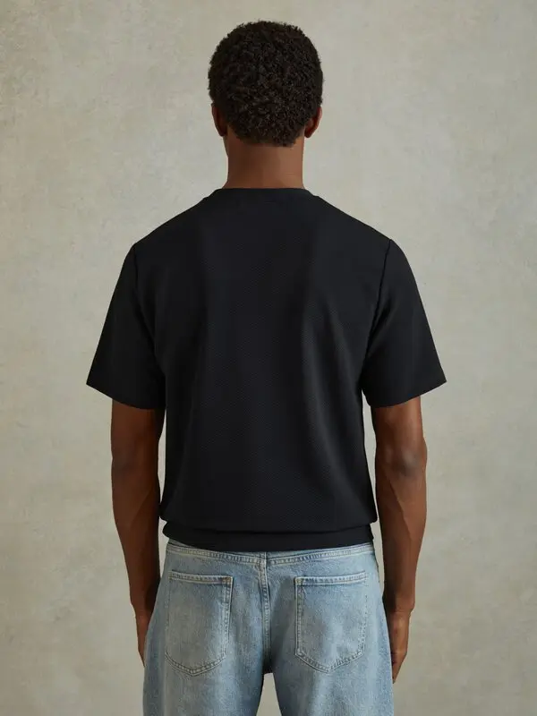 REISS Textured Crew-neck T-shirt - Navy