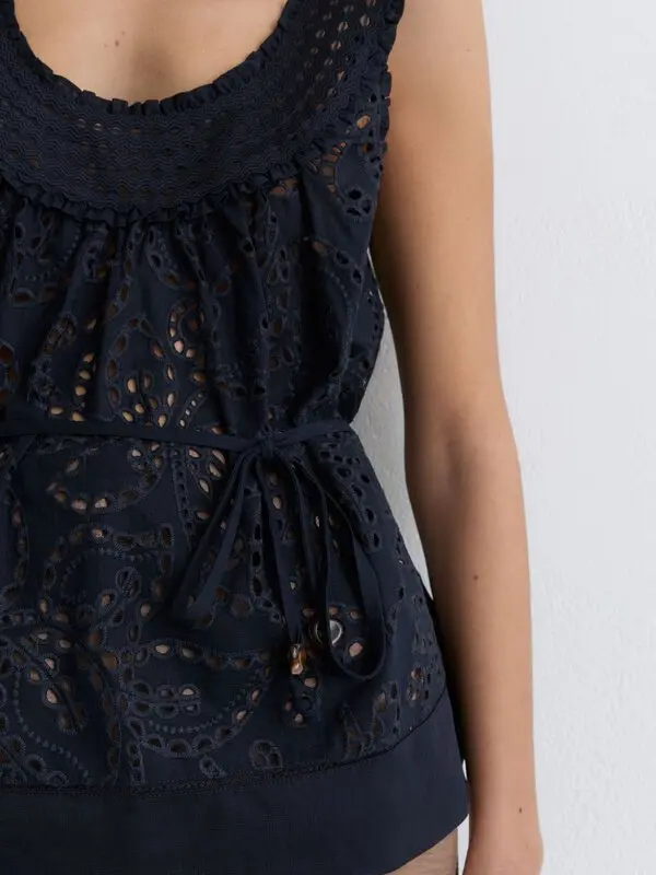 REISS Cotton Broderie Anglaise Cami Top
