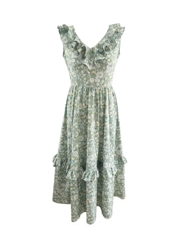 THE WELL WORN The Viola Dress Sage Allium