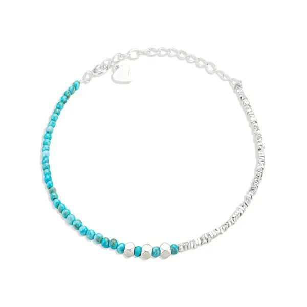 ARCTIC FOX & CO. Silver / Blue Turquoise Sterling Silver Bracelet Nori
