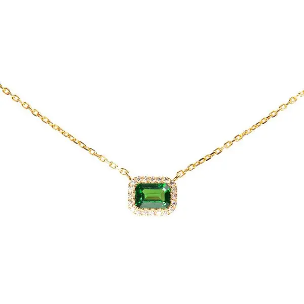 BELINDA JEWELZ Emerald-cut Timeless Emerald Necklace - Green