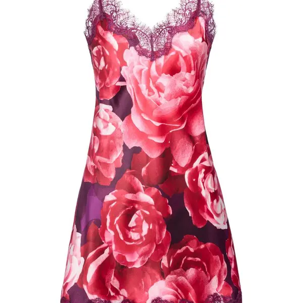 SAINTED SISTERS Scarlett Chemise In Blushing Blooms - Red