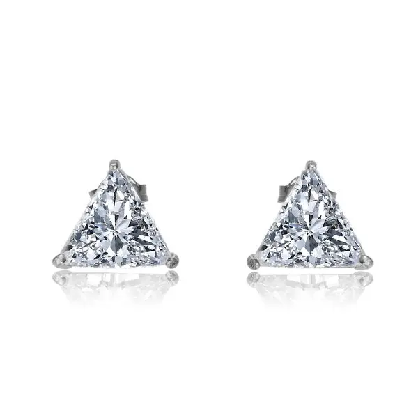 GENEVIVE Sterling Cubic Zirconia Medium Triangle Earrings - Silver