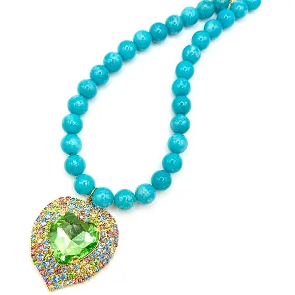 ACHALA HANDCRAFTED Turquoise Heart Statet Necklace