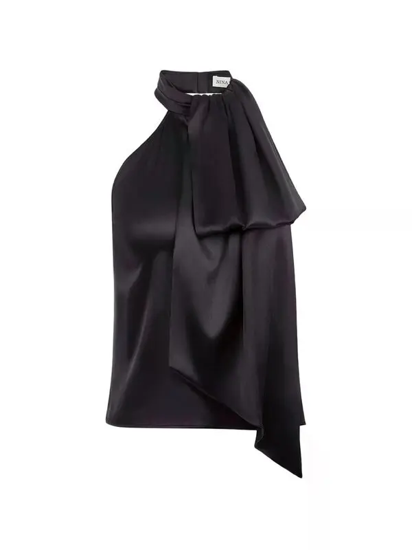 Nina Ricci Halterneck Draped Sleeveless Top - Black