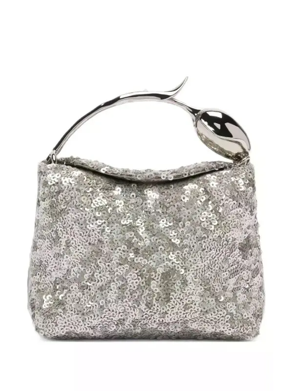 Erdem Bloom Sequin-embellished Tote Bag - Silver