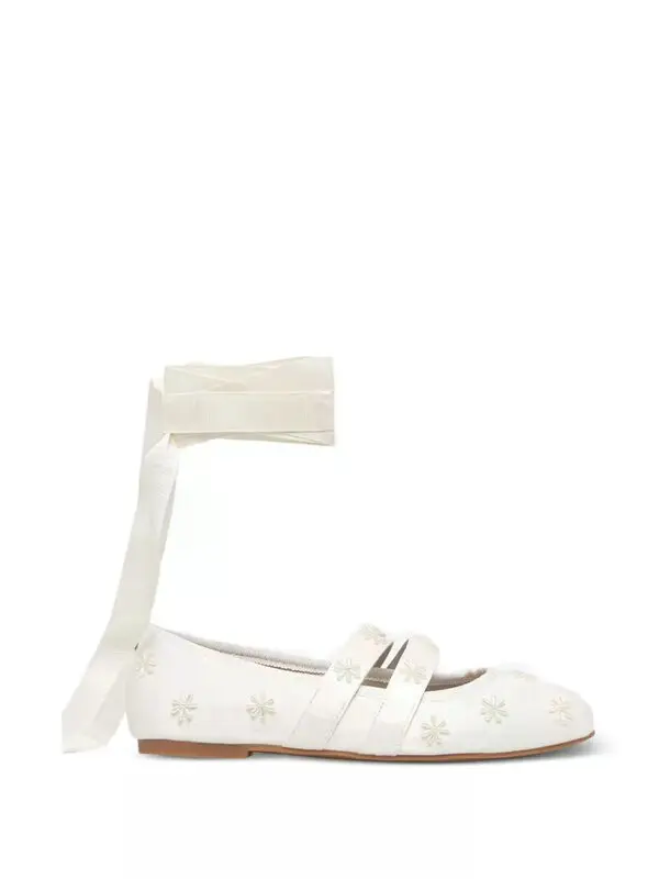 BUFFALO Ivory Lace-up Ballet Flats - White
